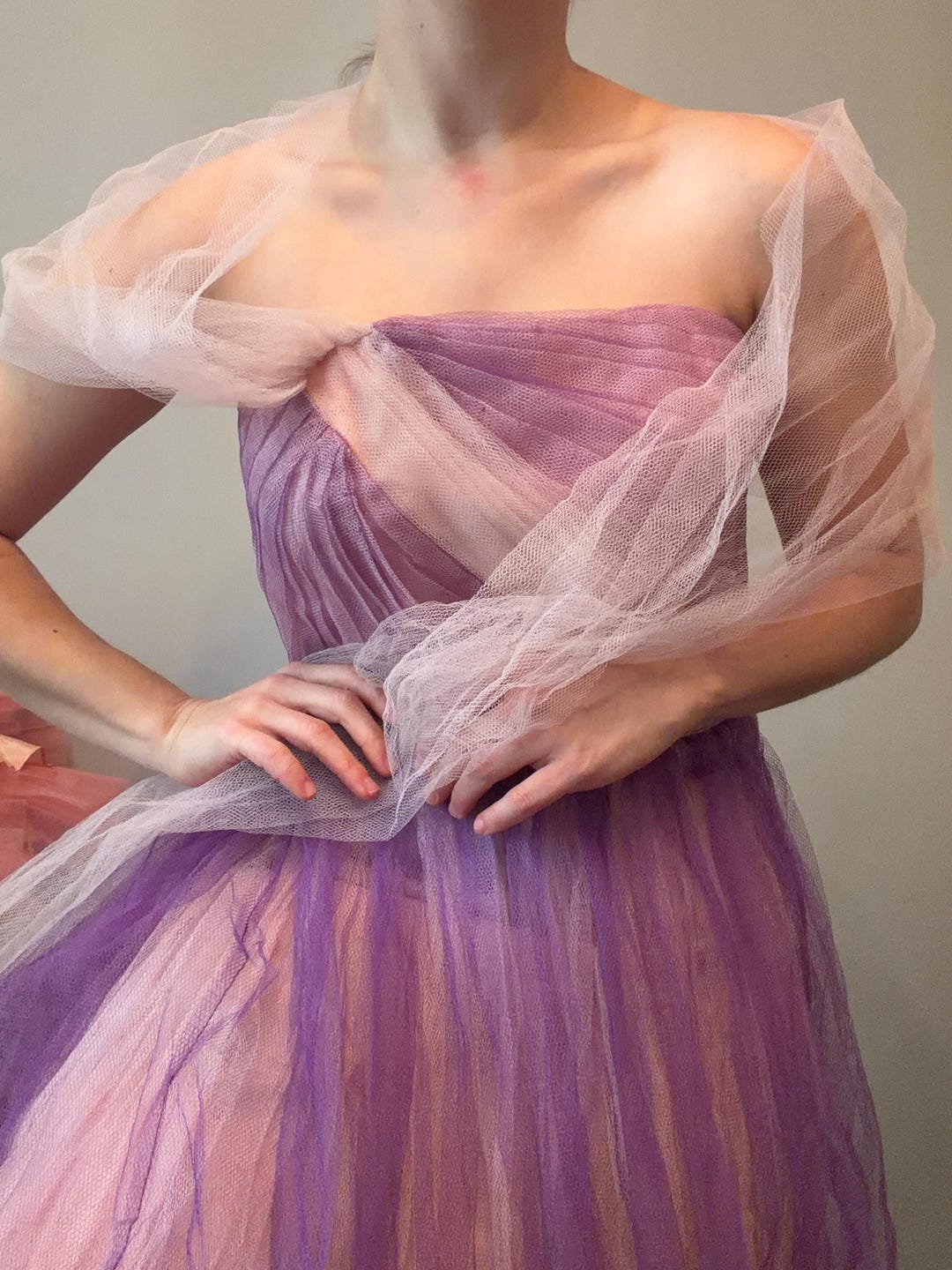 1950s Fred Perlberg Dance Originals Purple Ombré Tulle Party Gown With ...