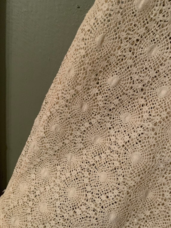 Early 1930s Spiderweb Crocheted Lace Dress with Ruffl… - Gem