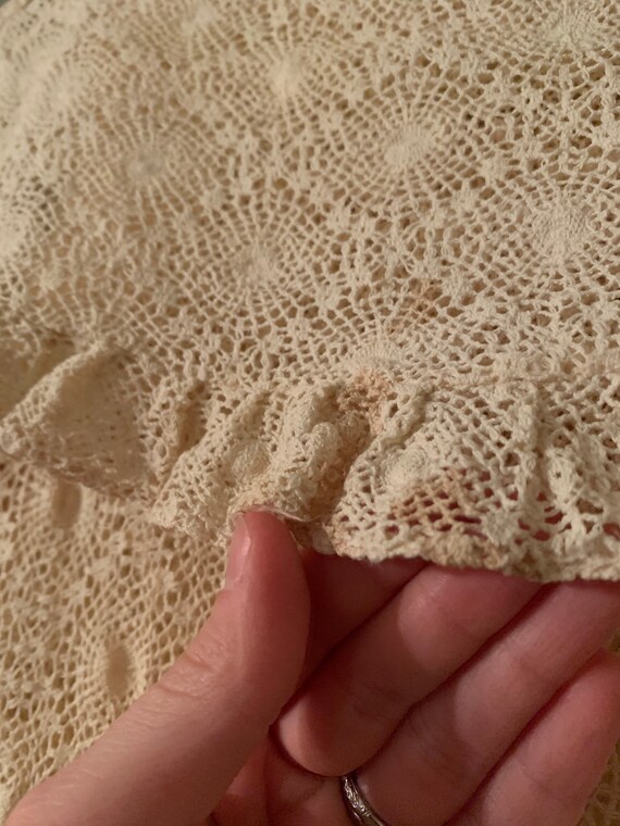 Early 1930s Spiderweb Crocheted Lace Dress with Ruffl… - Gem