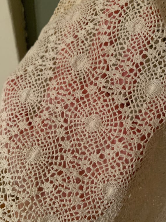 Early 1930s Spiderweb Crocheted Lace Dress with Ruffl… - Gem