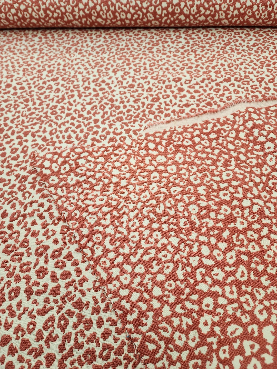Kate Spade Coral Cheetah Woven Upholstery Fabric Remnant (1 Yard 28 ...