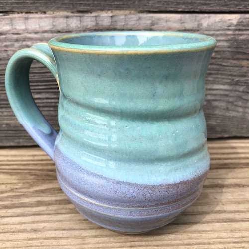 Ceramic Large Handmade Pottery Mug in Blue Green free - Etsy