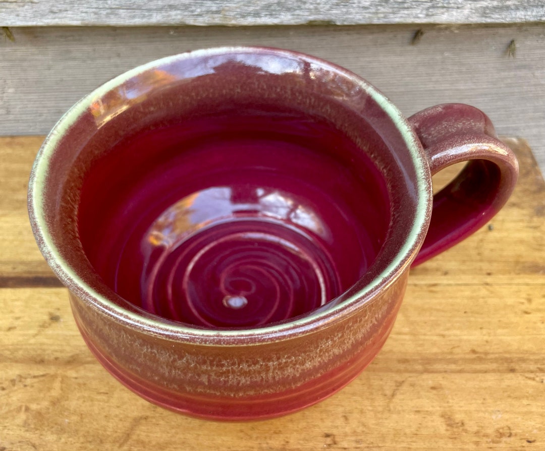 Ceramic Handmade Pottery Soup Mug in Ruby Red - Etsy