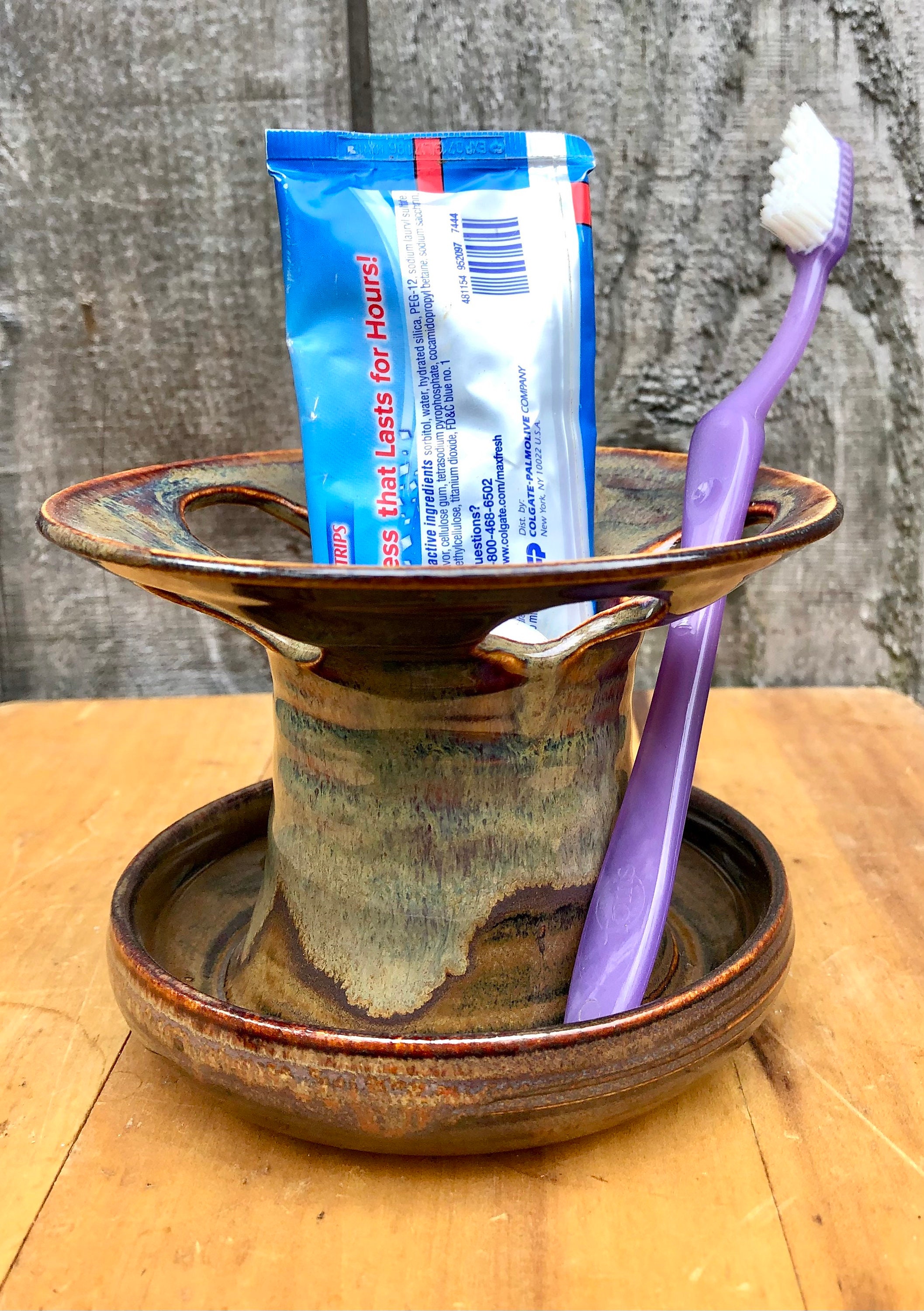 Ceramic Handmade Toothbrush Holder in Waterfall Brown FREE - Etsy
