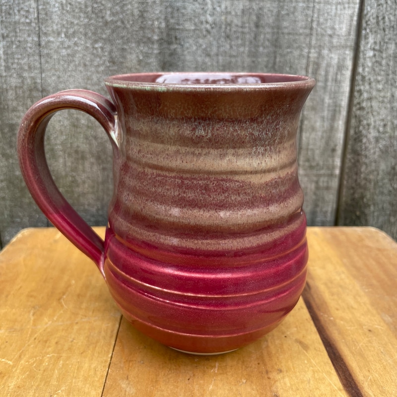 Red Round Handmade Mug - Etsy