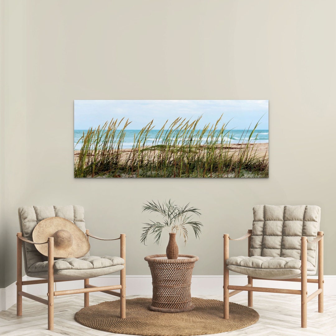 Sea Oats and Surf Panorama Photo, Housewarming Gift, Ocean Wallart ...