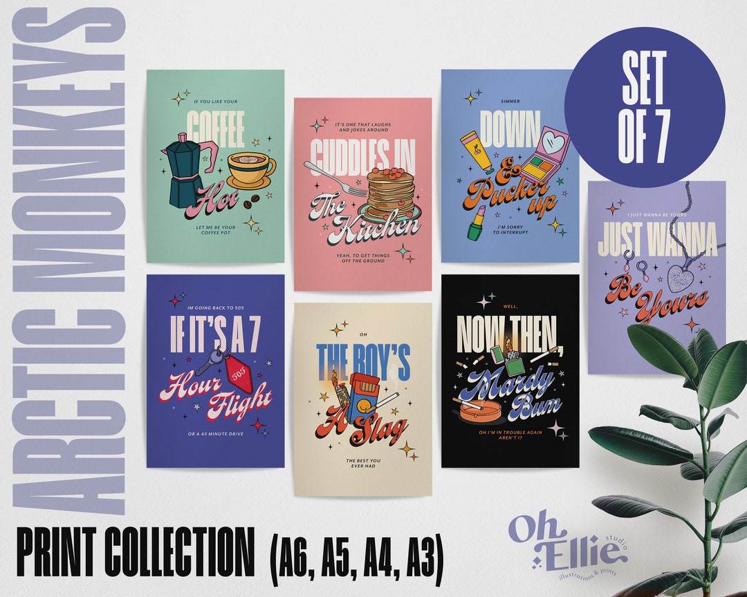 Arctic Monkeys Print Collection, A6 A5 A4 A3, Indie Rock Music, Lyric ...