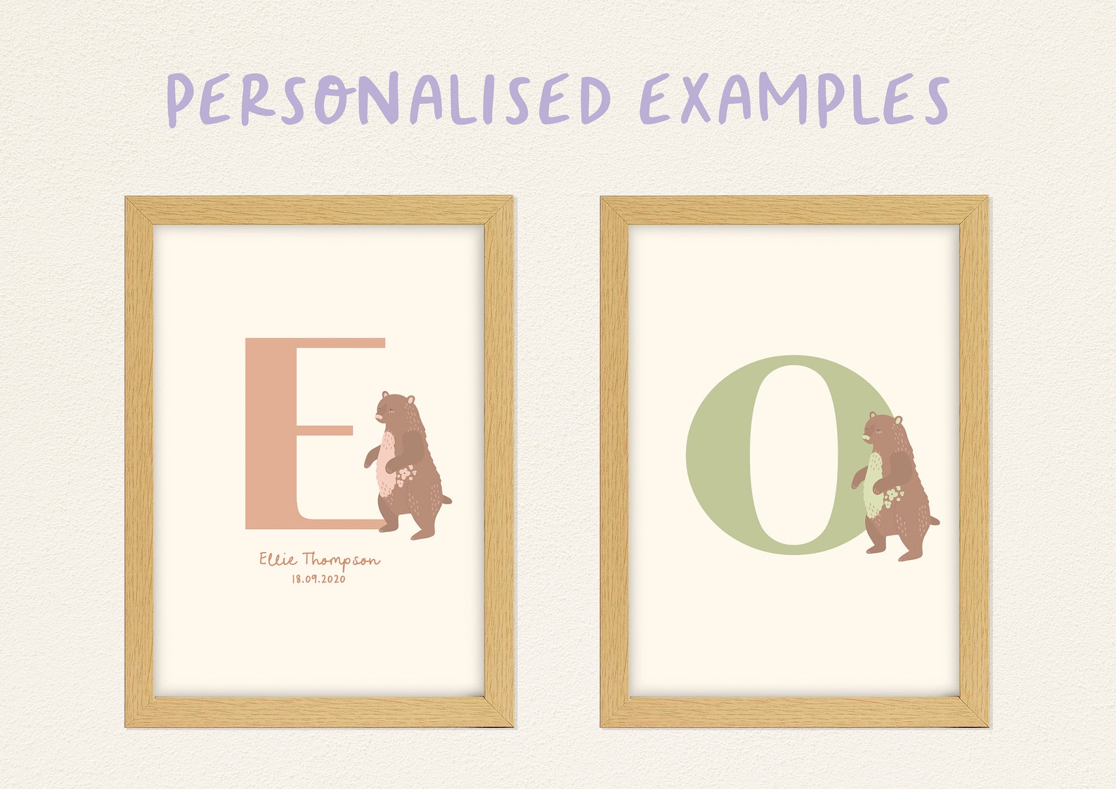 Bear Initial Baby Nursery Print, Bear Nursery Decor, Children's Bear ...