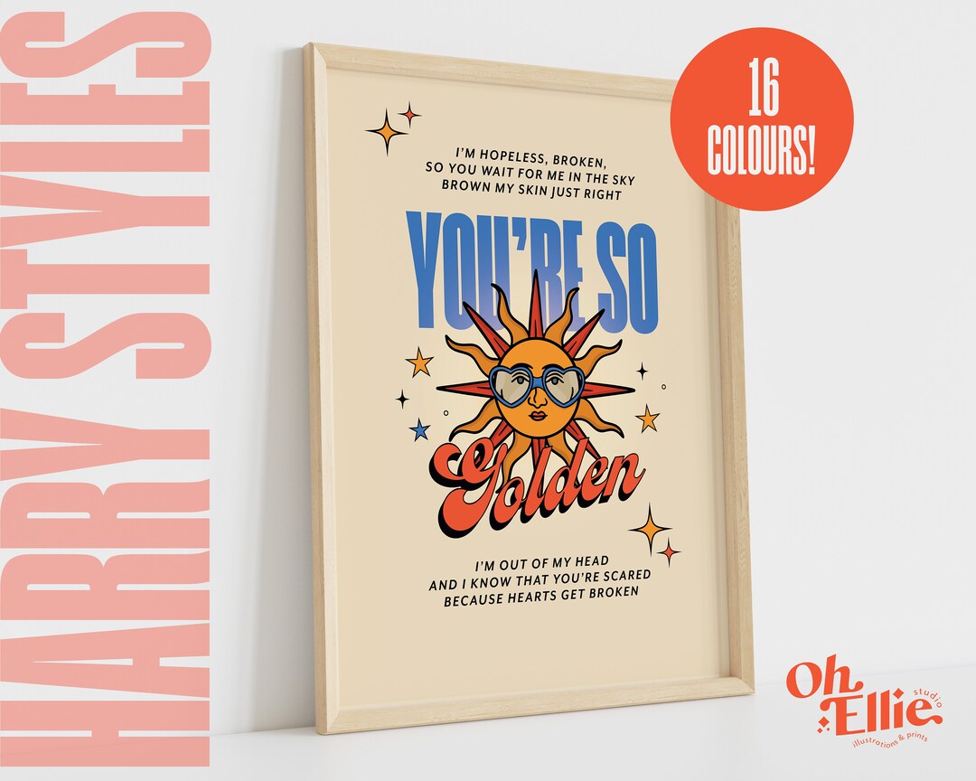 Golden Art Print, Harry Styles Poster, Fine Line Wall Art, Typographic ...