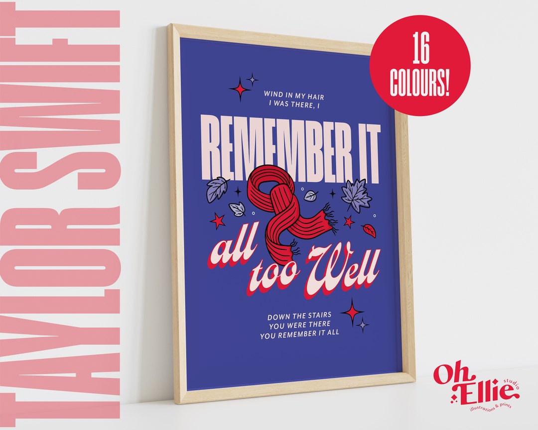 All Too Well Print, Taylor Swift Poster, Red Album Wall Art, Eras Tour ...