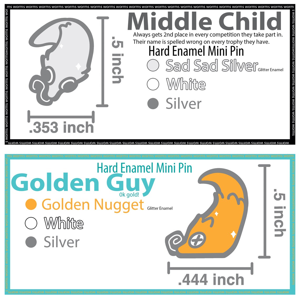 Worm on a String Mini Pins - Etsy