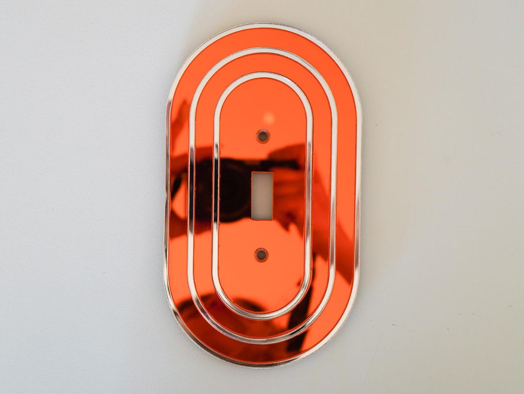 Mirror Orange and Silver Light Switch Cover. Rounded Corner, Functional ...