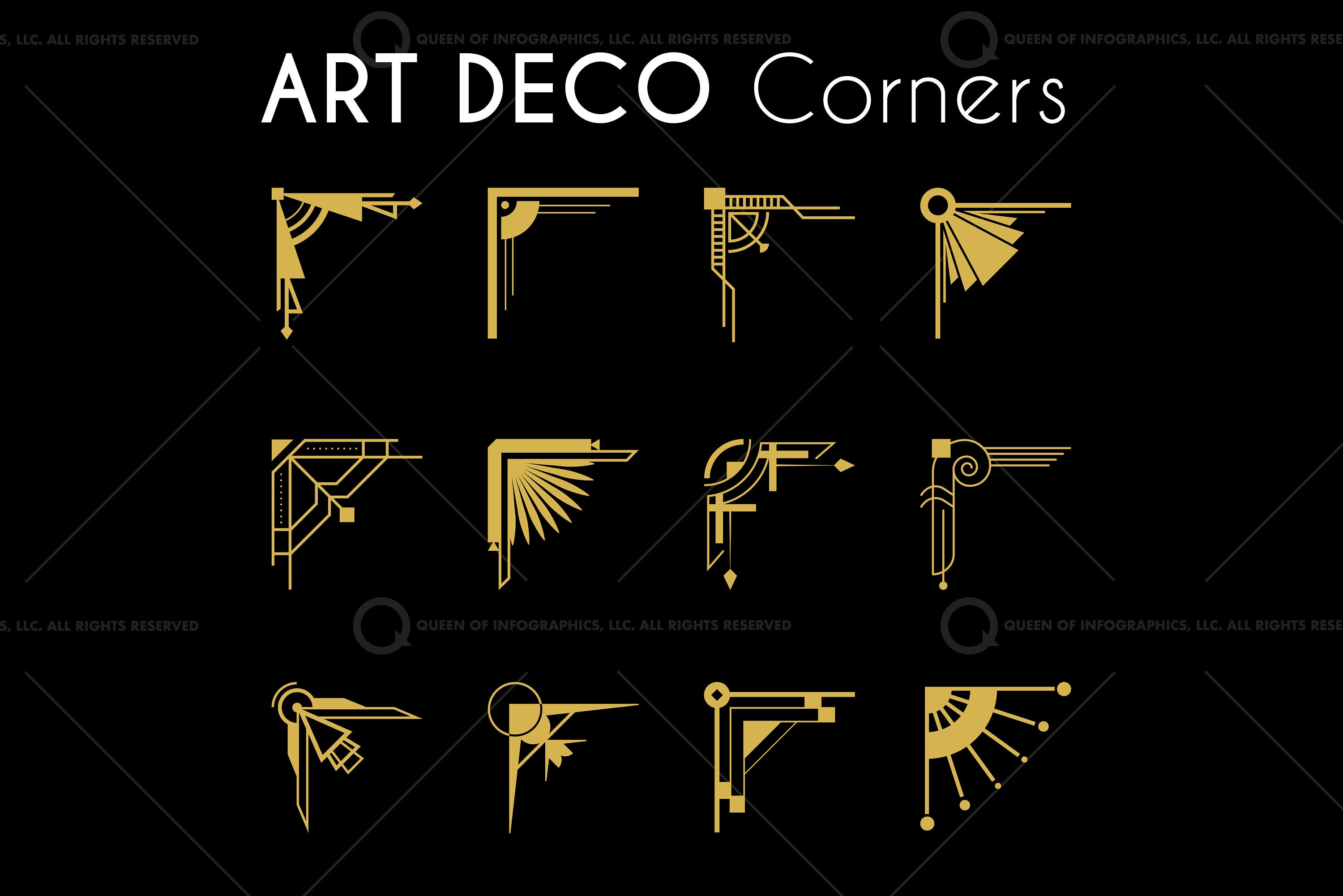Art Deco corner elements. Instant digital download. Art deco | Etsy Art Deco corner elements. Instant digital download. Art deco | Etsy