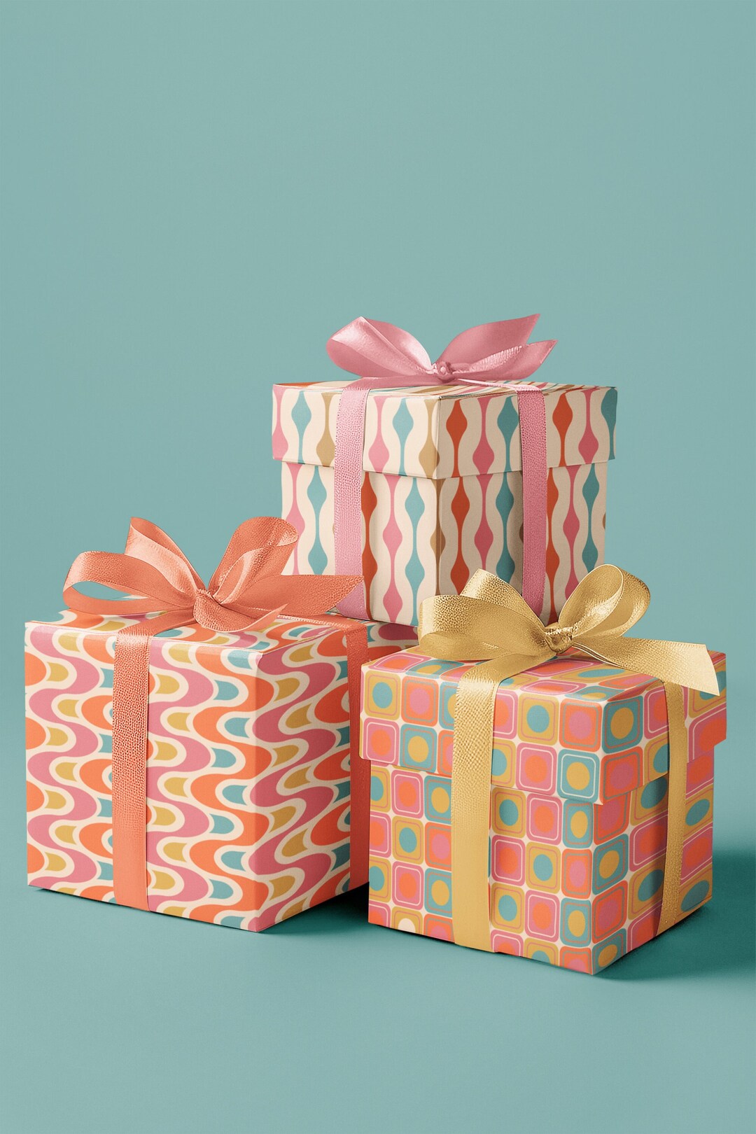 Retro Pattern Wrapping Paper Sheets / Vintage Christmas Paper - Etsy