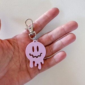 Dripping Smiley Face Keychain / Melting Happy Face Keychain - Etsy