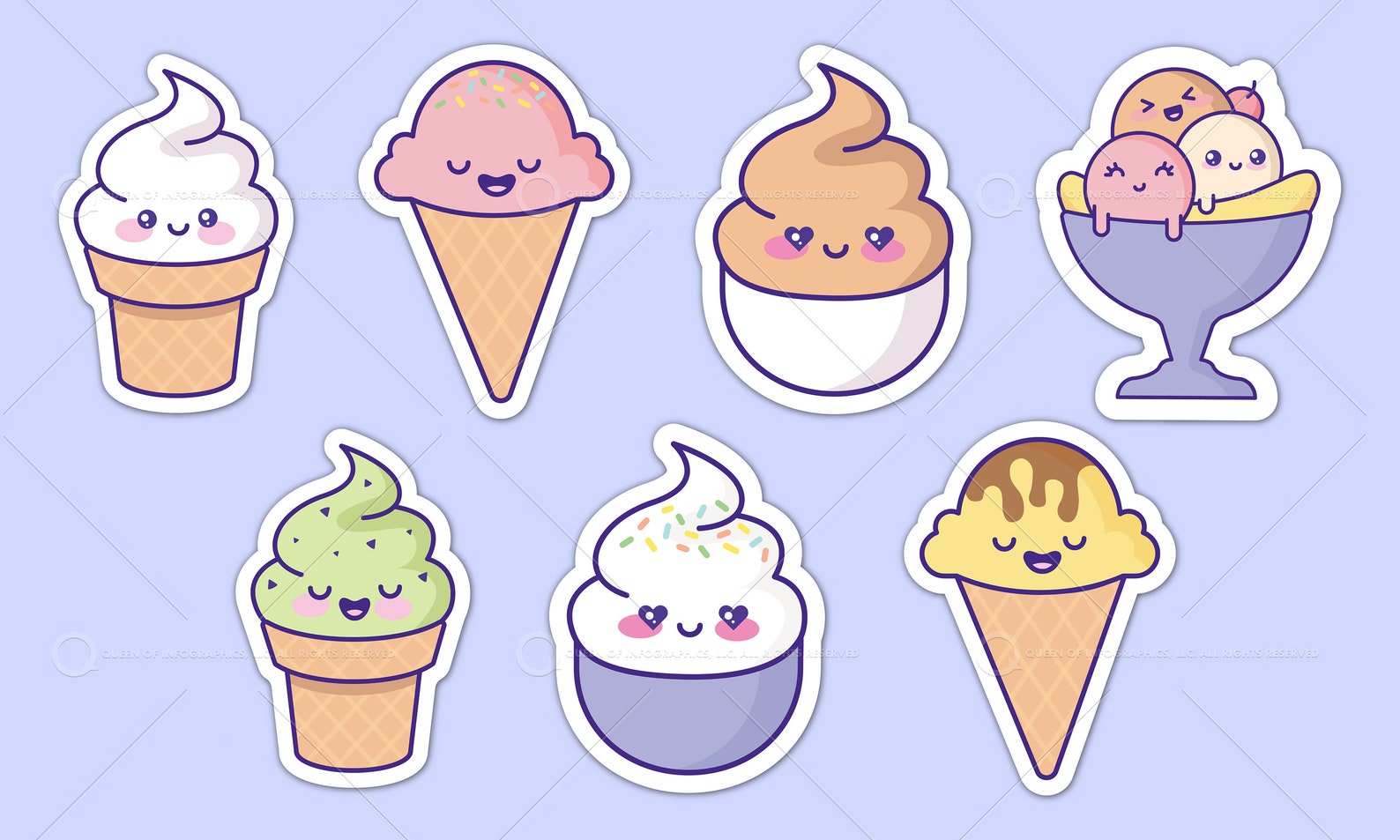 14 Ice cream stickers Ice cream party decor. Ice cream sundae | Etsy