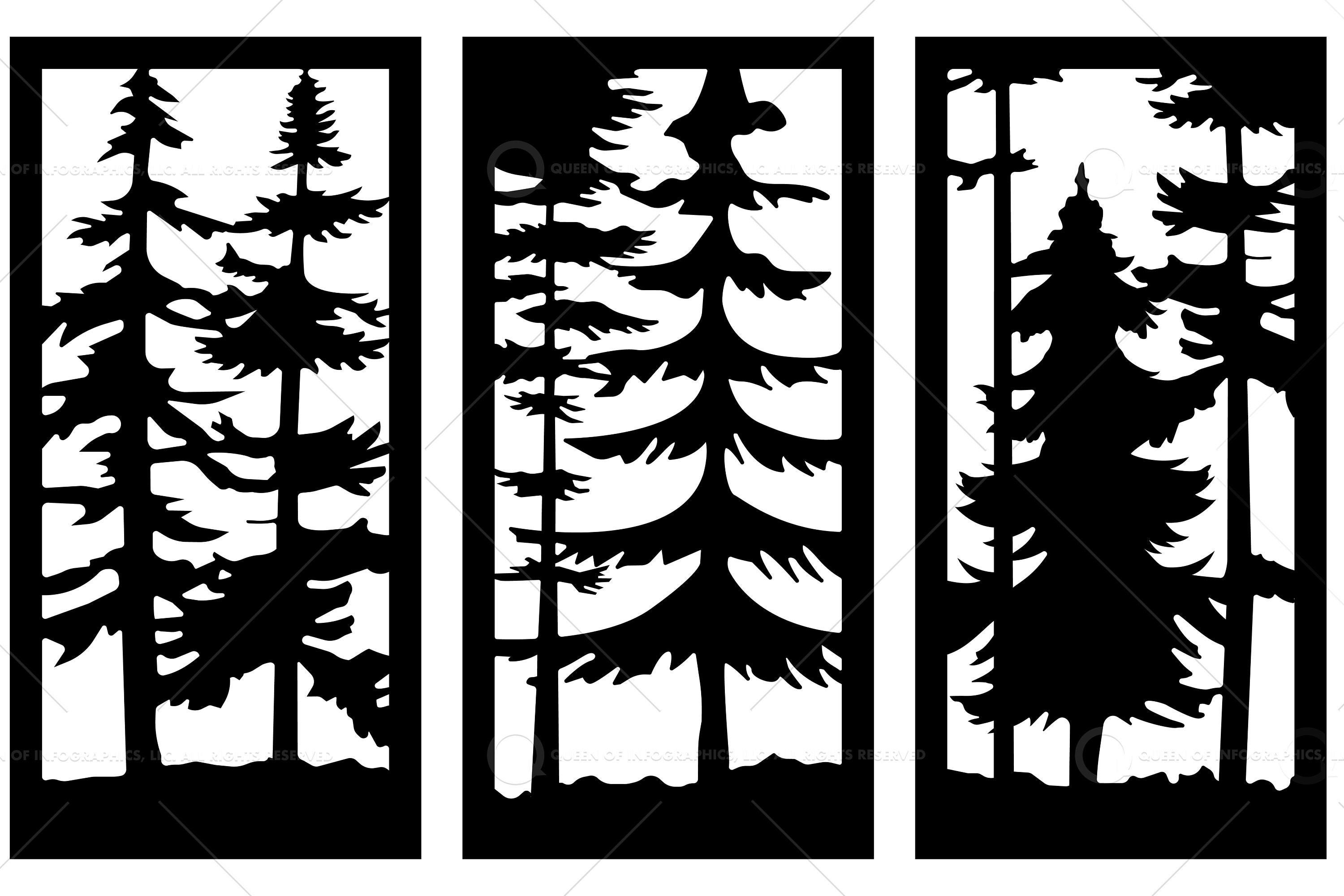 Conifer Pine Tree Silhouettes. Laser Cut Tree Files. Forest - Etsy