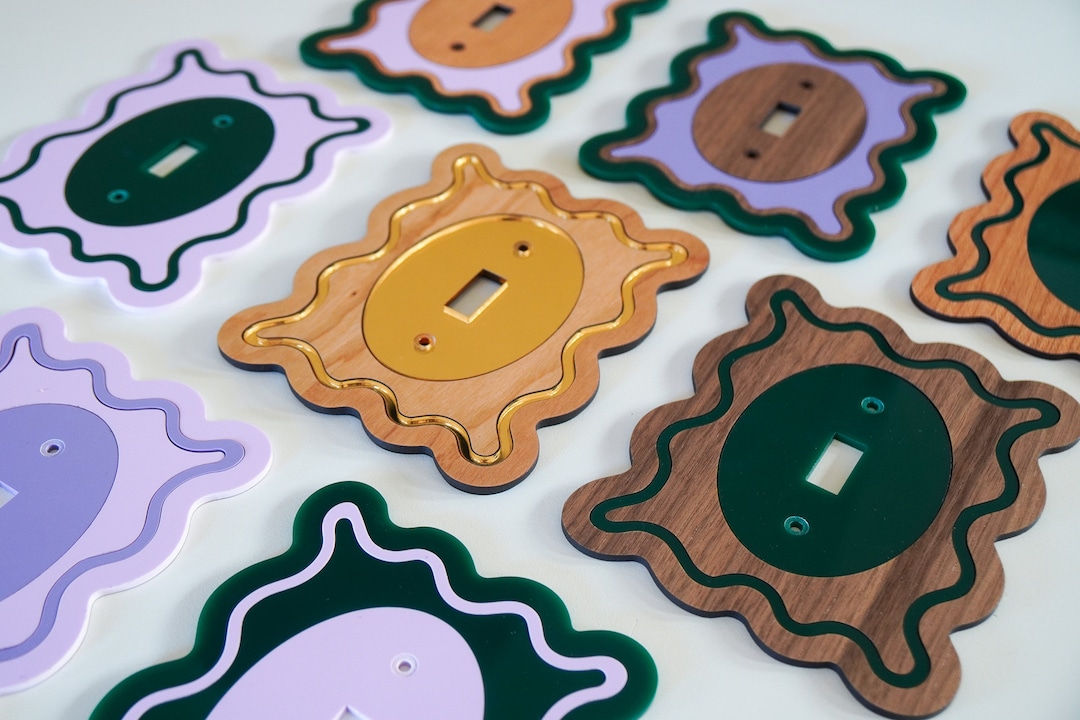 Wavy Light Switch Plate Cover: Wood & Acrylic Wall Decor - Etsy UK