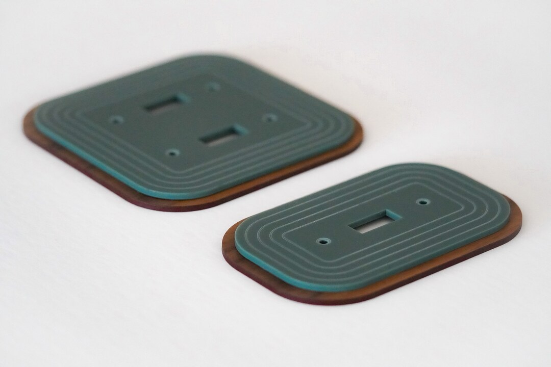 Sage Green and Wood Art Deco Light Switch Plate Cover / Low Profile ...