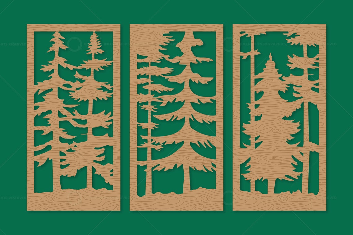 Conifer Pine Tree Silhouettes. Laser Cut Tree Files. Forest | Etsy
