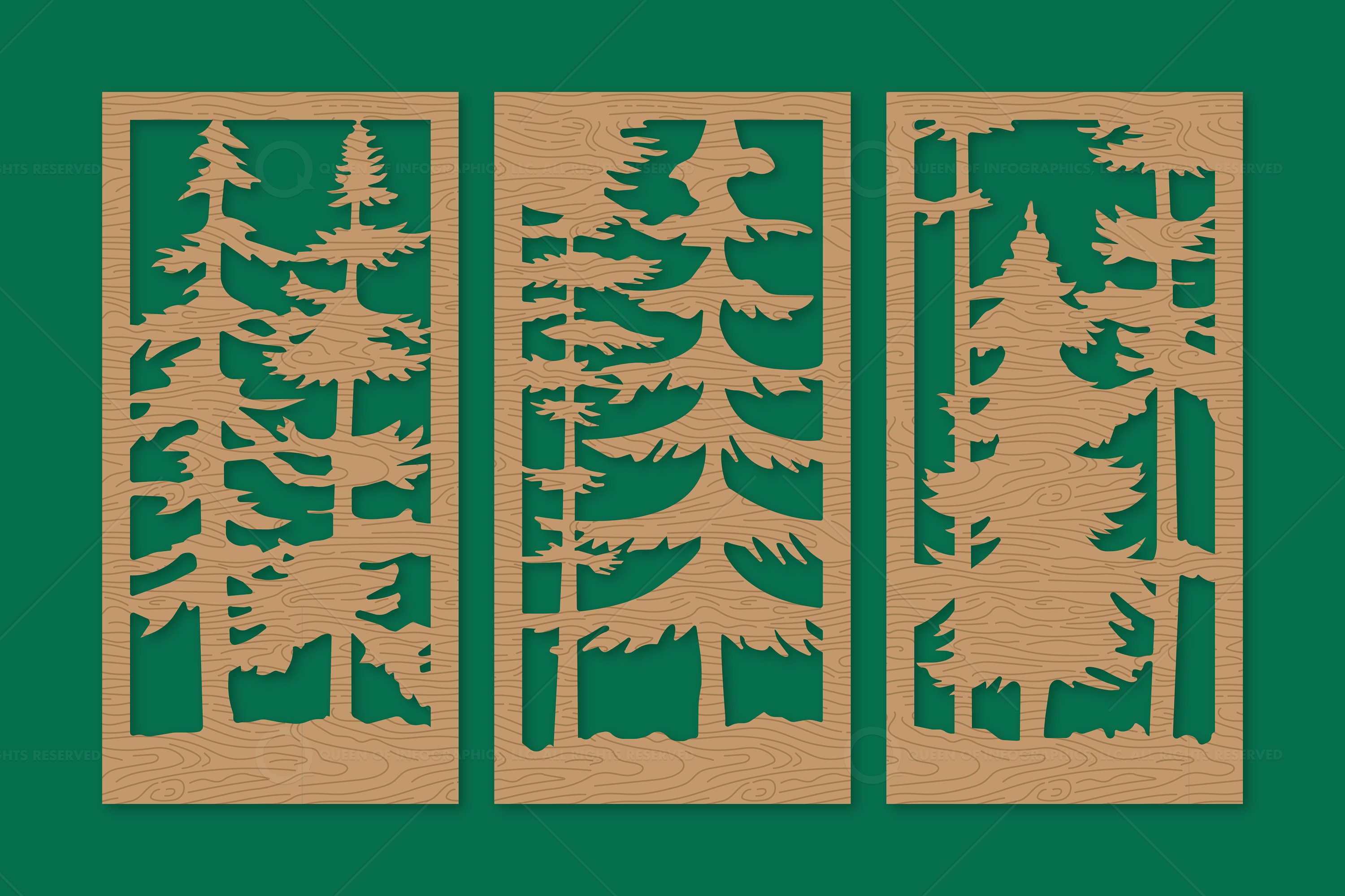 Conifer pine tree silhouettes. Laser cut tree files. Forest | Etsy