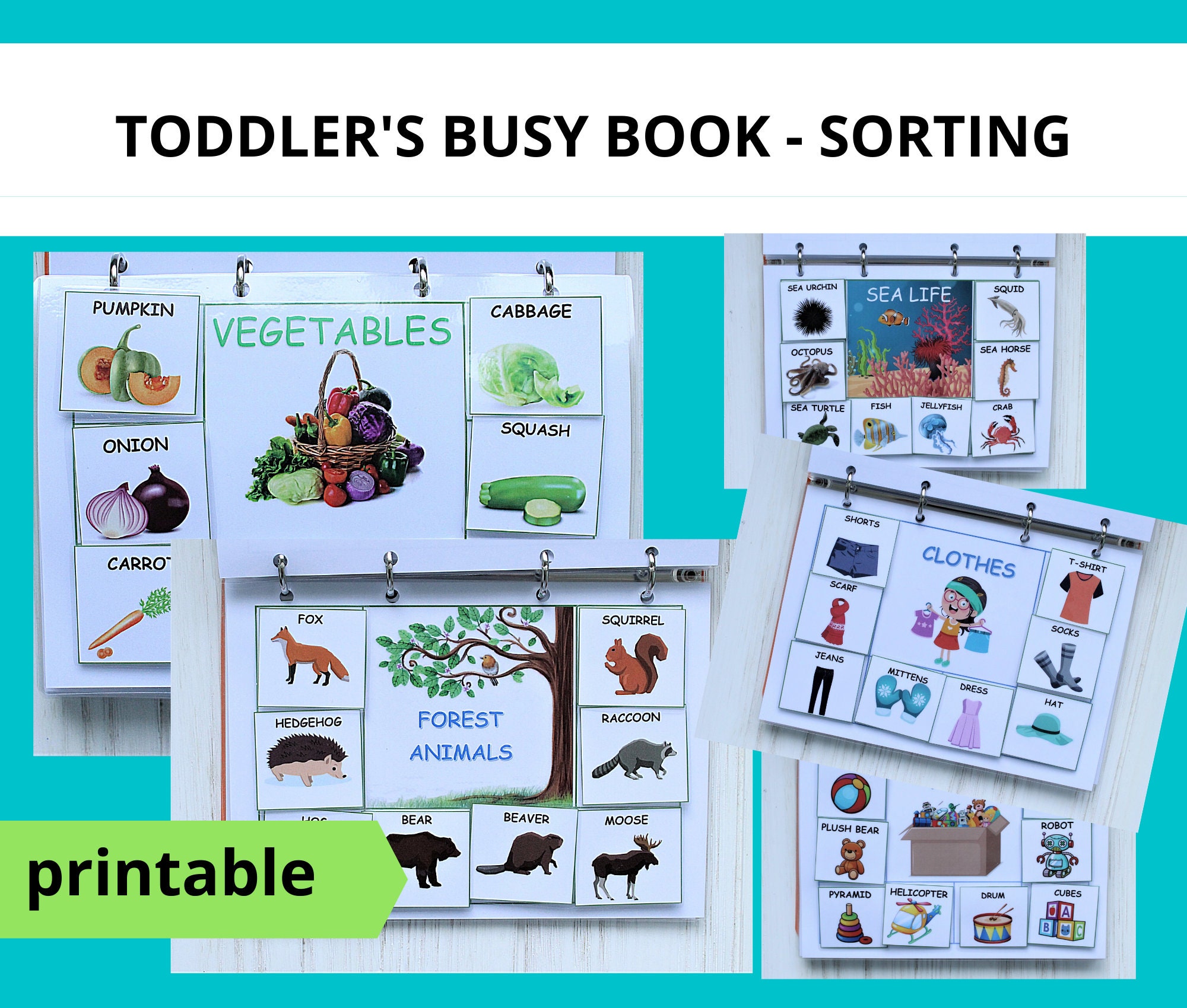 Busy Book Printable Toddler Learning Preschool Busy Book Etsy