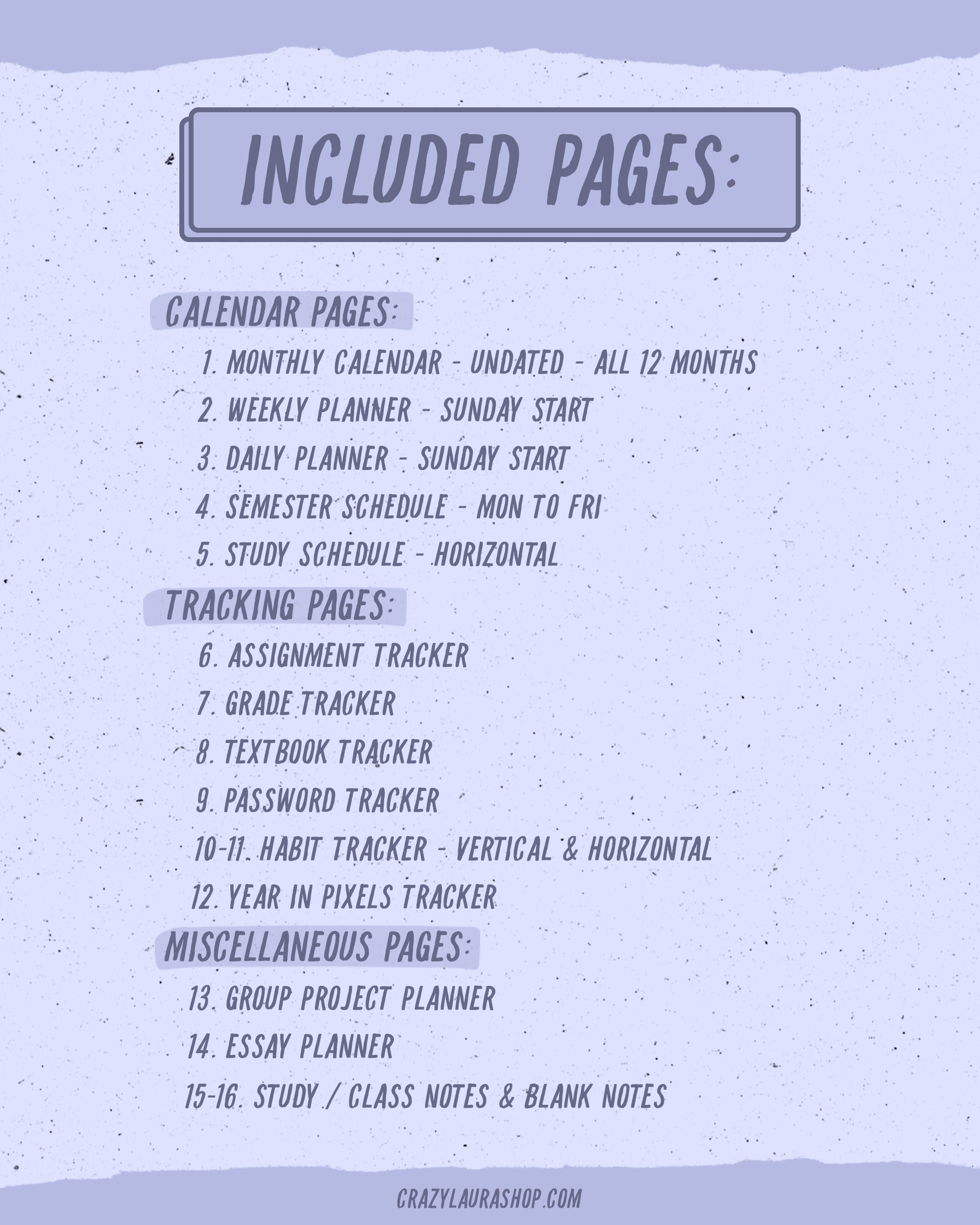 Student Planner Printable Bundle, Monthly, Weekly, Daily Planners, 16 ...