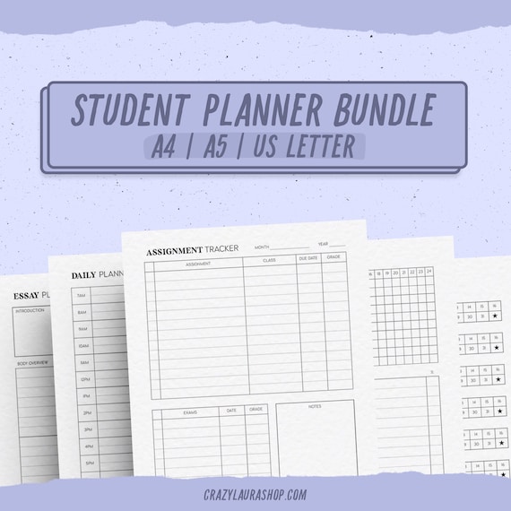 Student Planner Printable Bundle Monthly Weekly Daily | Etsy