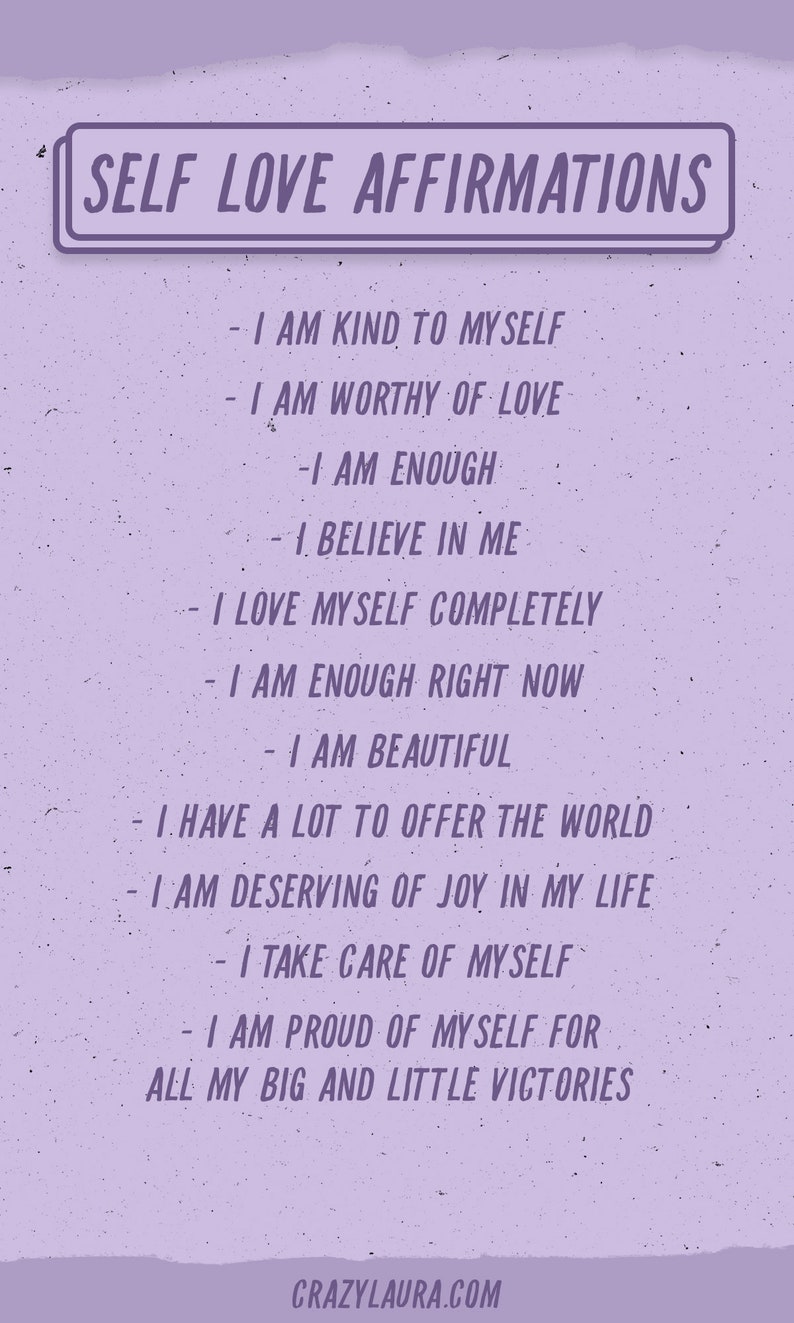 64 Printable Self Love Affirmations , Self Care Encouragement Cards ...