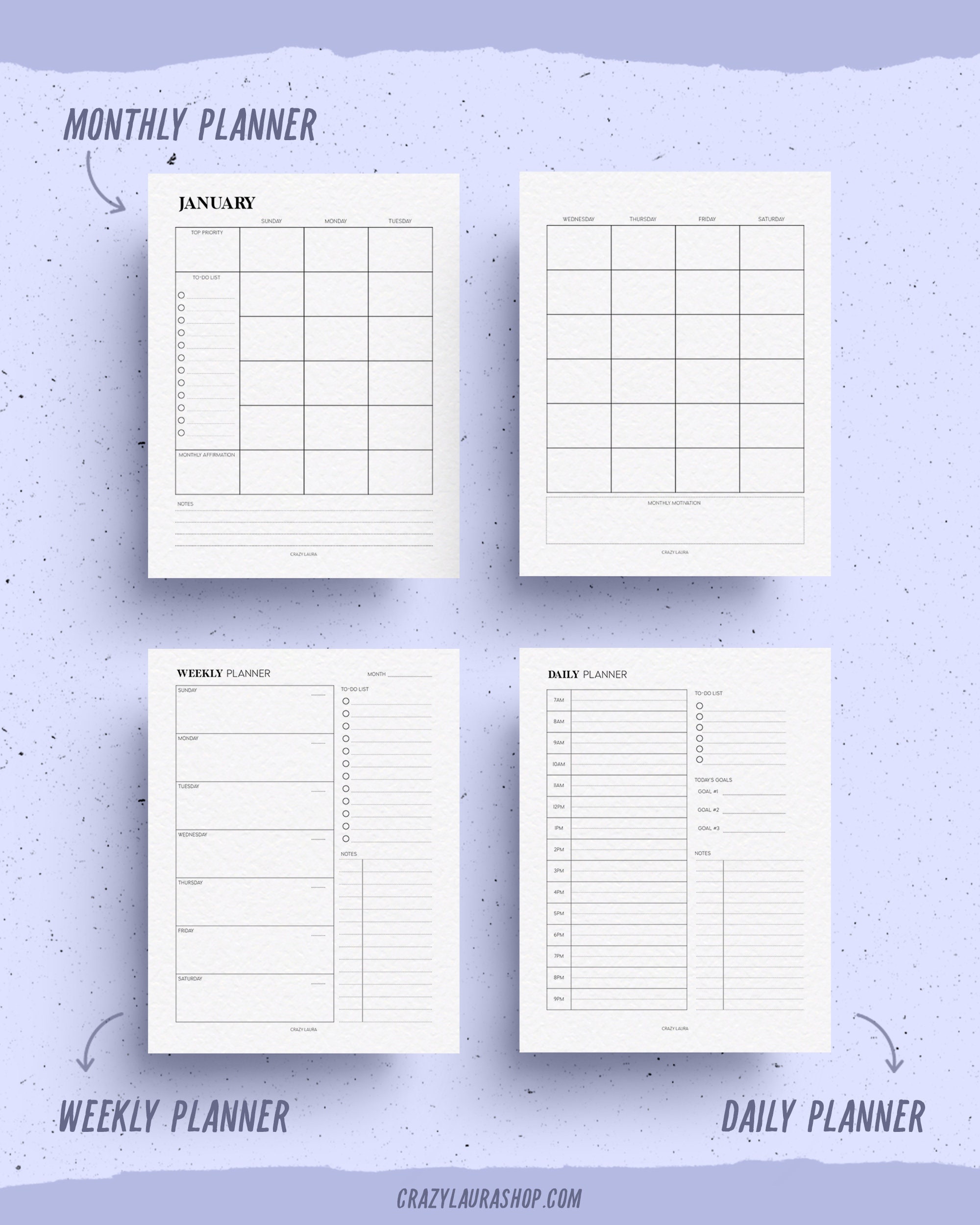 Student Planner Printable Bundle, Monthly, Weekly, Daily Planners, 16 ...