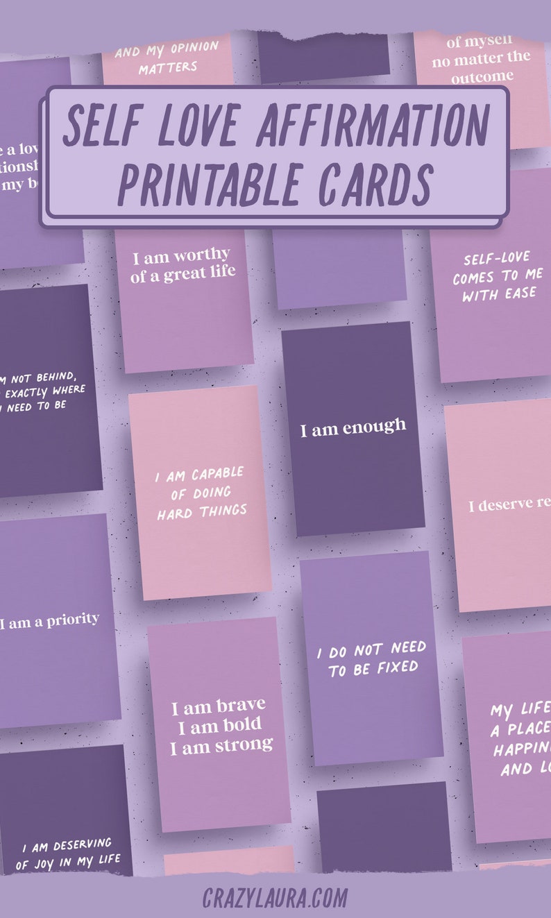 64 Printable Self Love Affirmations , Self Care Encouragement Cards ...