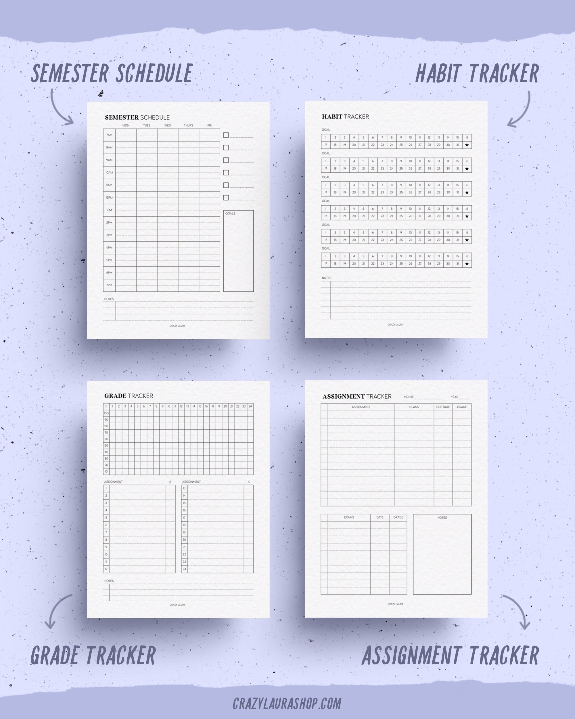 Student Planner Printable Bundle, Monthly, Weekly, Daily Planners, 16 ...