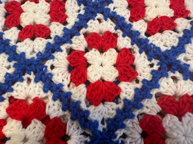 Red, White, & Blue Granny Square Blanket - Etsy
