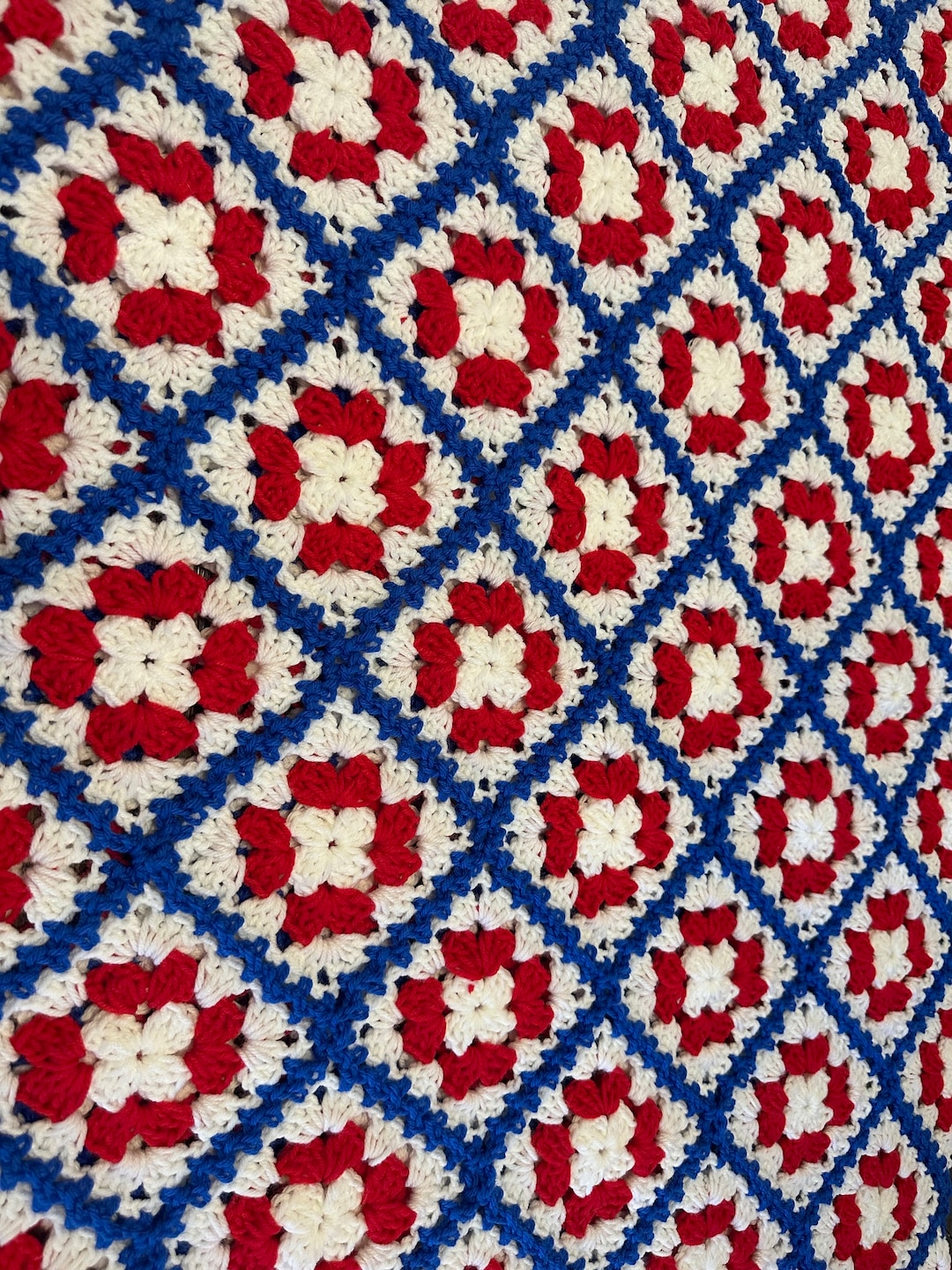 Red, White, & Blue Granny Square Blanket - Etsy