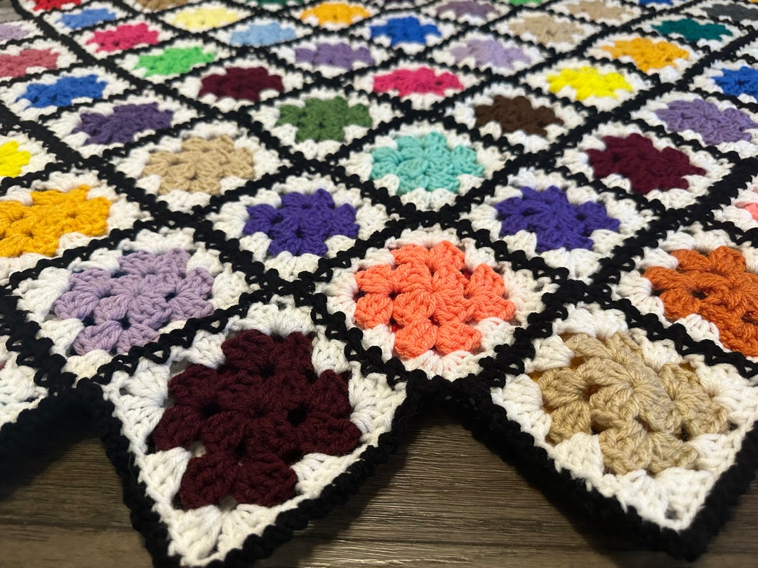 Multicolor Granny Square Blanket - Etsy