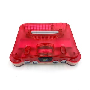 Authentic Nintendo 64 Watermelon Red N64 + up to 4 Controllers + Jumper ...