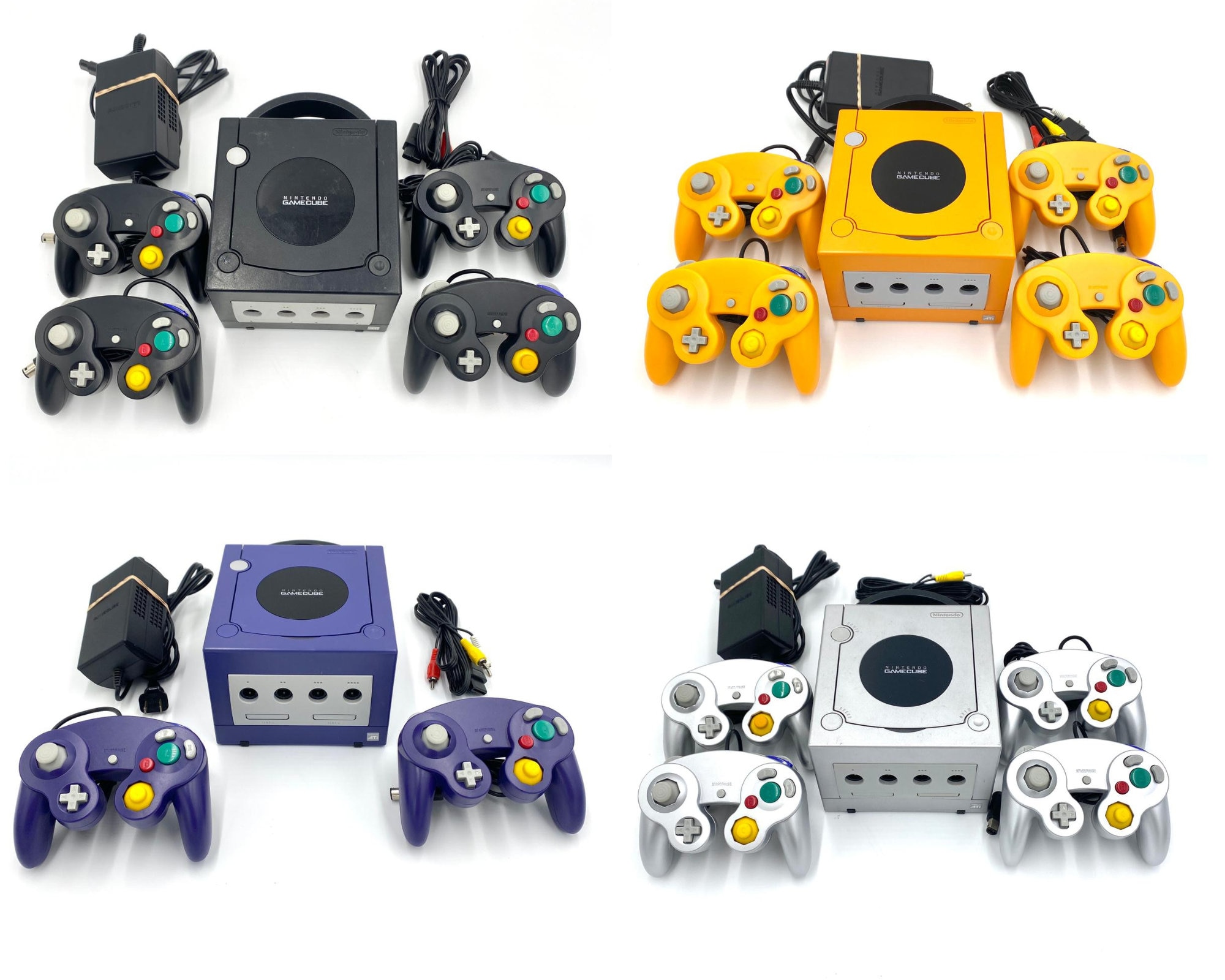 Two Silver Gamecube Black Controller With Black Controllers With One ...