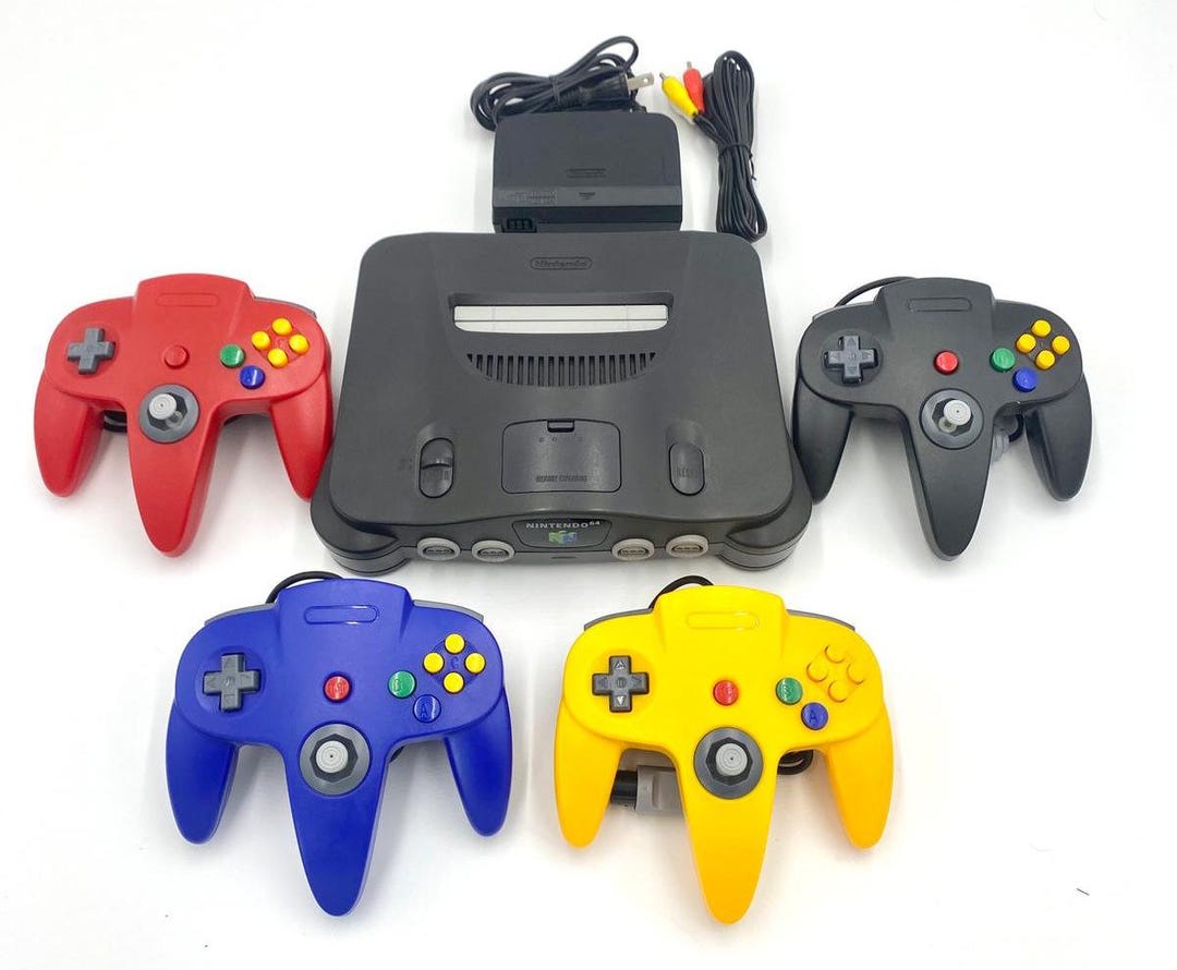 Authentic N64 Console Nintendo 64 Console + up to 4 Controllers + Cords ...