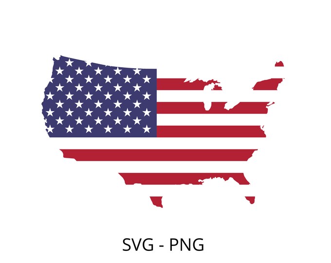 American Flag Map Svg Png Downloadable Files United States - Etsy