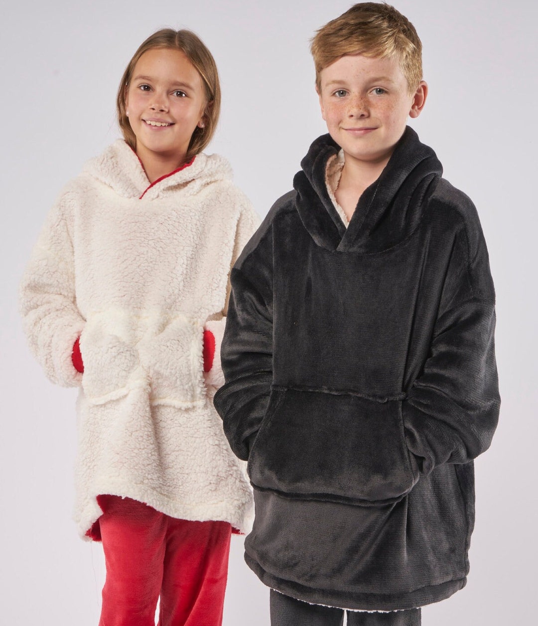 The Kids Ribbon Oversized Cosy Reversible Sherpa Hoodie Christmas Gift ...