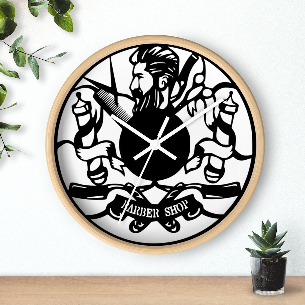 Barber Shop Wall Clock Barber Decor Cut in Style | Etsy
