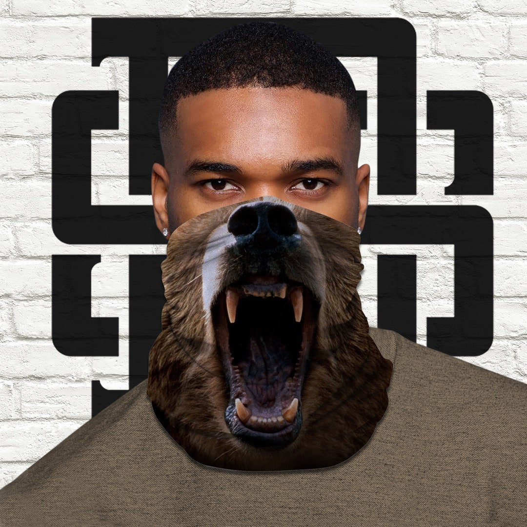 Face Mask Angry Brown Bear PPE Bandana Neck Warmer Snood Scarf - Etsy