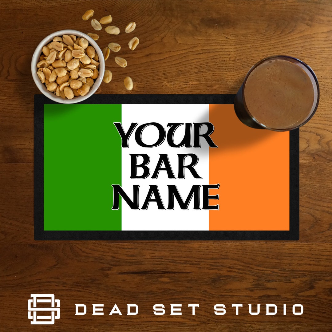 Personalised Bar Runner Ireland Flag Customised Bar Mat Novelty Beer ...