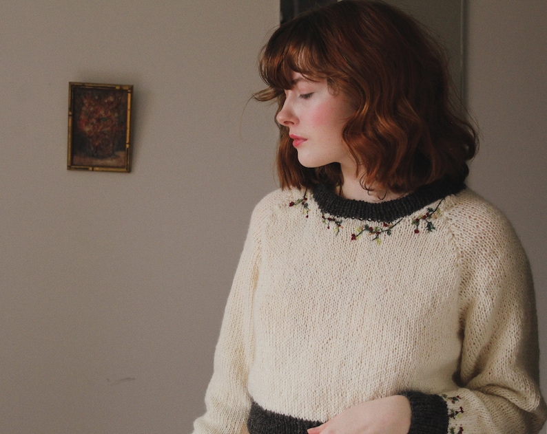 Custom Knit Sweater With Floral Hand Embroidery - Etsy