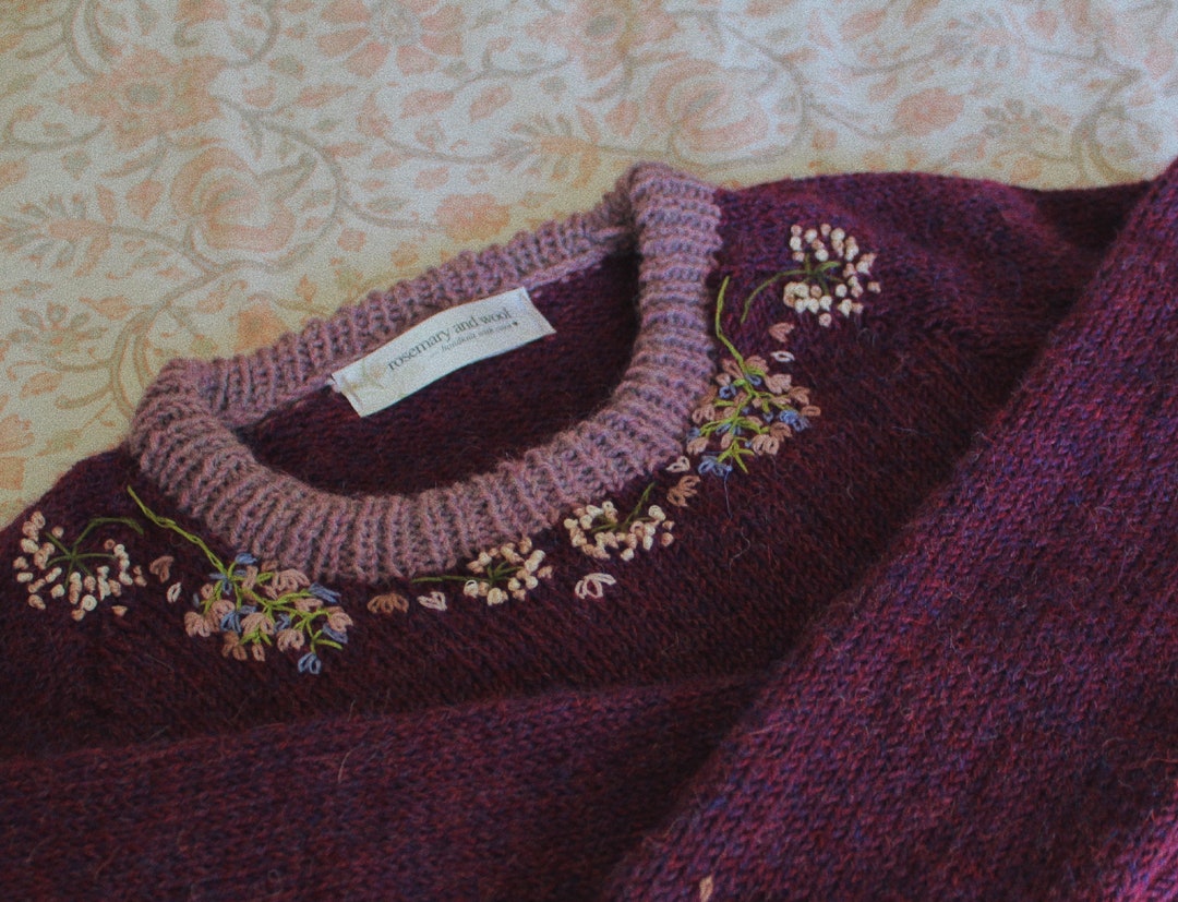 Custom Knit Sweater With Floral Hand Embroidery - Etsy