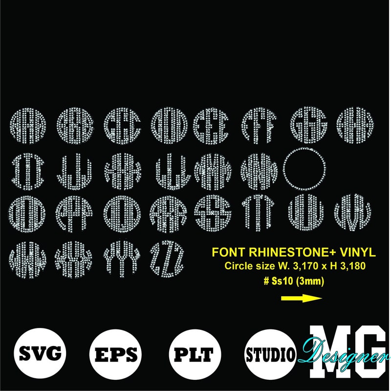 Rhinestone Monogram - Etsy