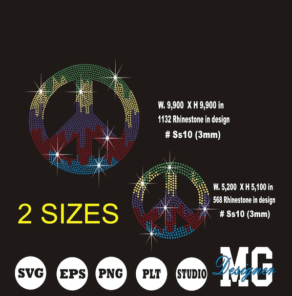 Rhinestone Template Rhinestone Svg Peace Svg Pack | Etsy