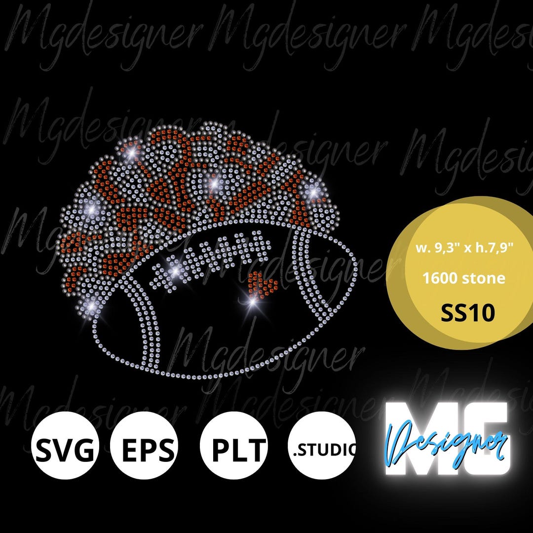 Football Rhinestone Template Ss10, Cheer Svg, Football Svg, Football ...