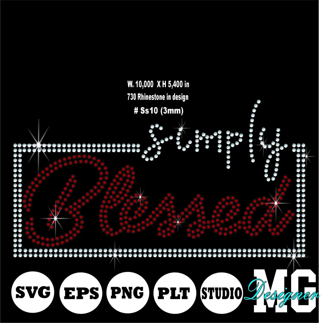 Simply Blessed Svg, Rhinestone Template Svg, Rhinestone Template ...