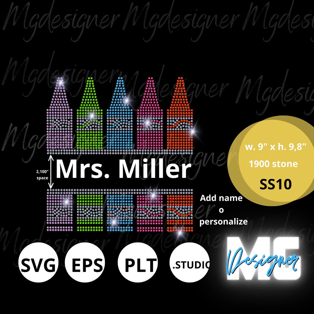 Rhinestone Template Name Svg - Etsy